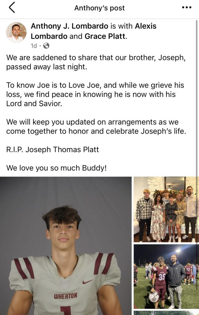Wheaton Academy Mourns the Loss of Sophomore Joseph Platt - West ...